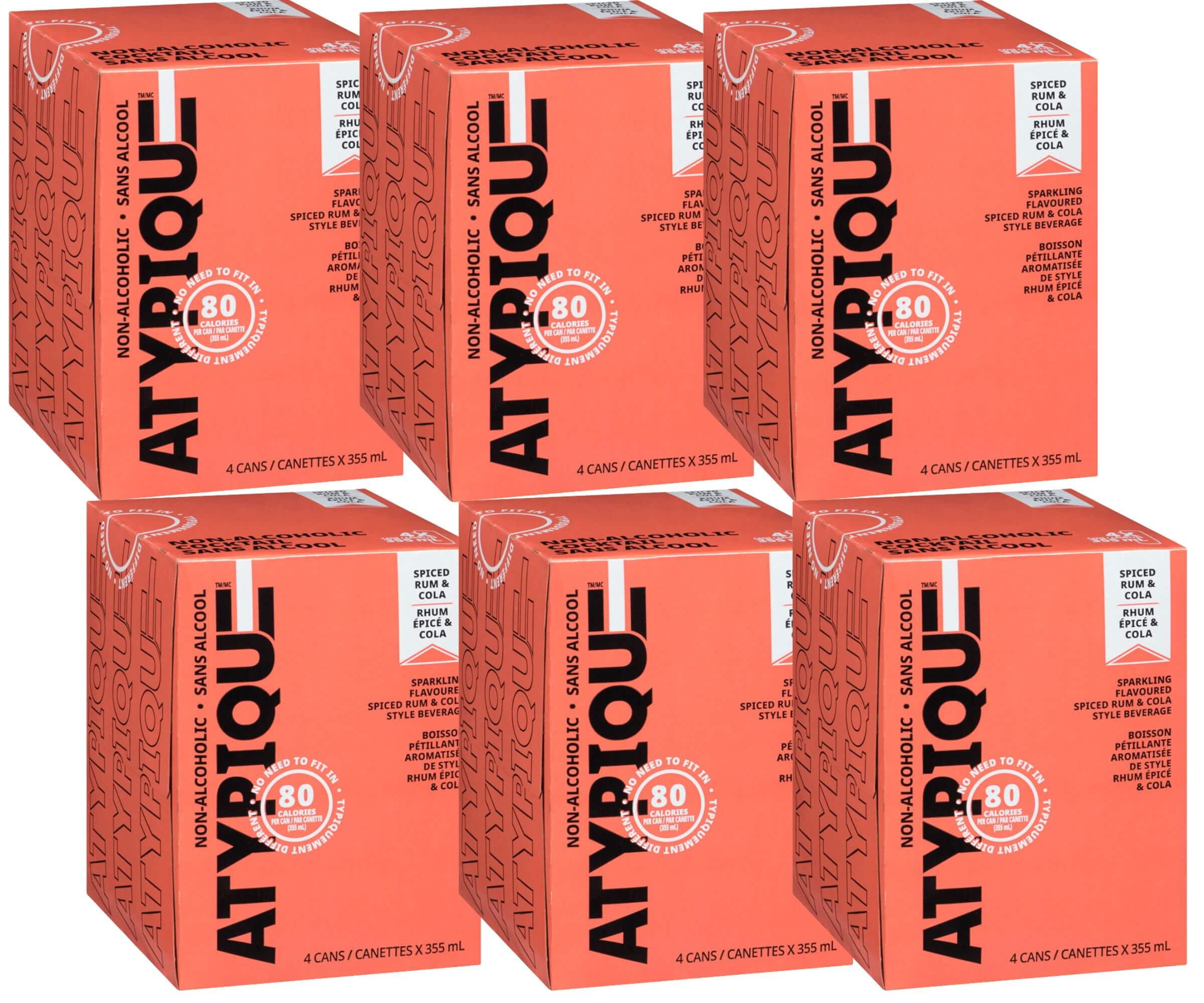 ATYPIQUE Non-Alcoholic Spiced Rum & Cola Cocktail, 355ml, 4-Pack ...