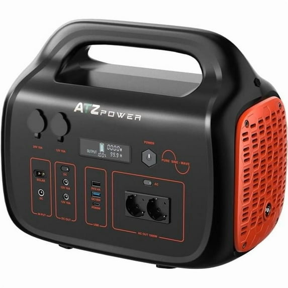 ATZ SK9V Portable Power Station 1075WH/1000W LiFePo4 Battery with PD60W ...