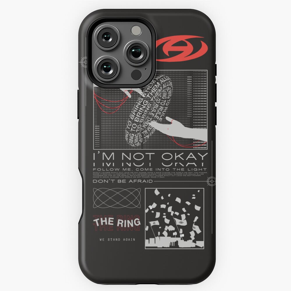 ATZ The Ring Gray Red Kpop Music Phone Case for iPhone 16 15 14 13 12 ...