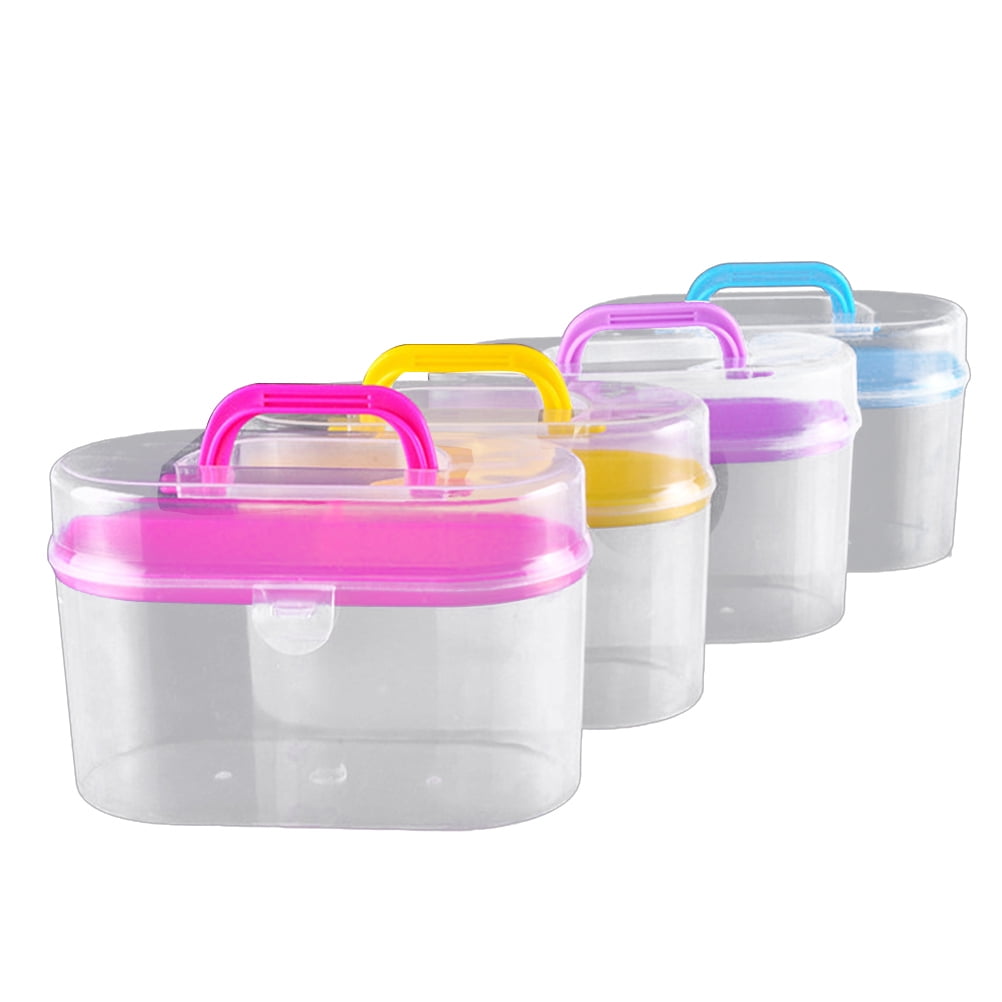 IBASETOY Transparent Plastic Storage Box with Snap Buckle and Rotatable ...