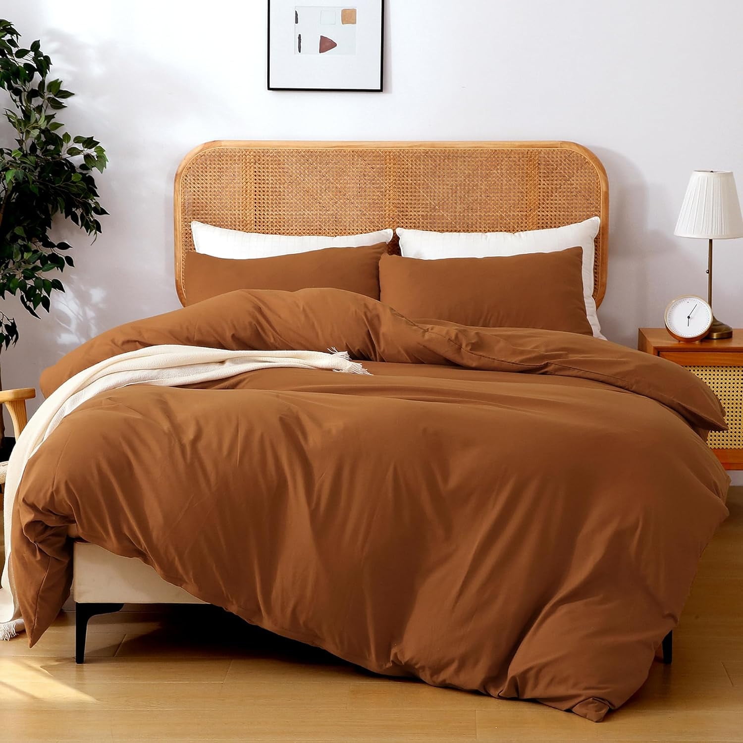 ATsense Duvet Cover King Size - Ultra Soft Microfiber, 3 Pieces Burnt ...