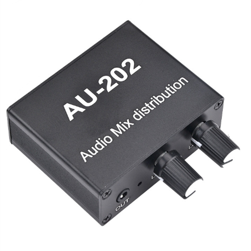 AU-202 2 Input Output Stereo Mixer Audio Distributor for Headphone ...