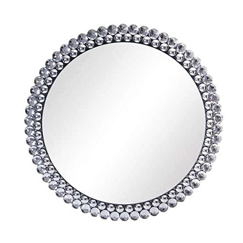AUA CROWN 24 inches Round Home Mirror Wall Decor with Rhinestone and ...