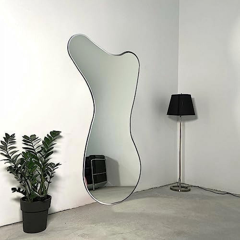 AUA CROWN Frameless Whale Shaped Wall Mirror, 47x23 inch Irregular ...
