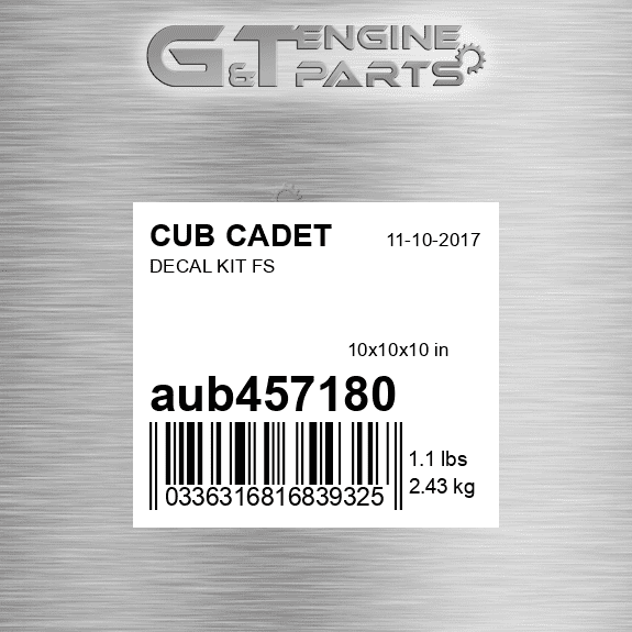 AUB457180 DECAL KIT FS fits CUB CADET (New OEM) - Walmart.com