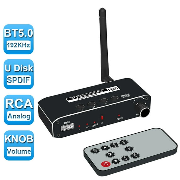 AUBEAMTO 192KHz Digital to Analog Audio Converter With Bluetooth ...
