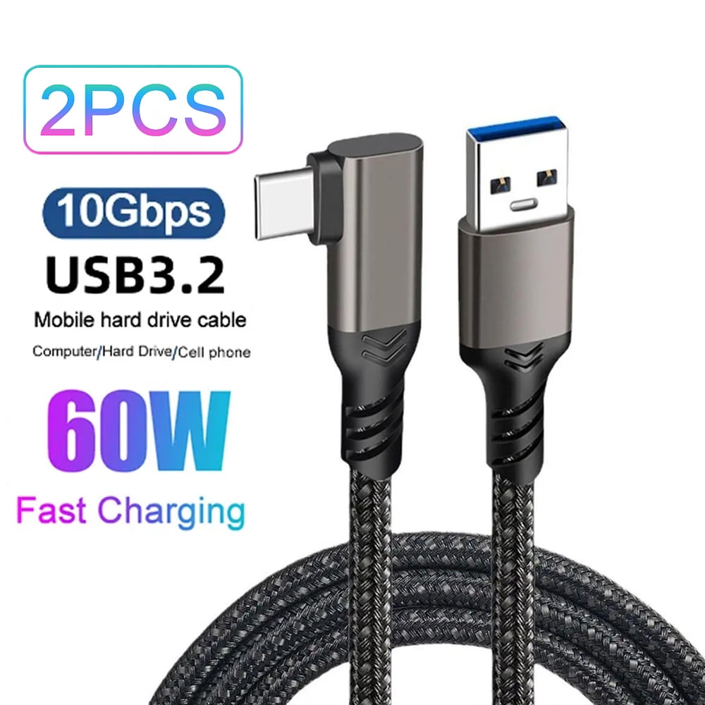 AUBEAMTO 2-Pack USB A to USB C Cable Right Angle 3.3FT, USB 3.1 10Gbps ...
