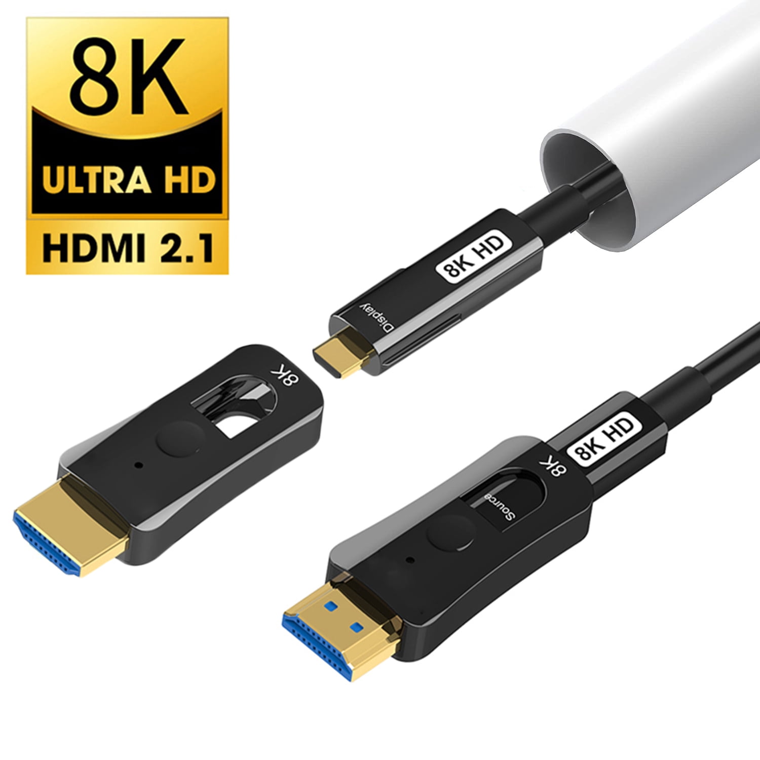 AUBEAMTO Long 8K Fiber Optic HDMI 2.1 Cable in Wall 100Feet, Supports ...