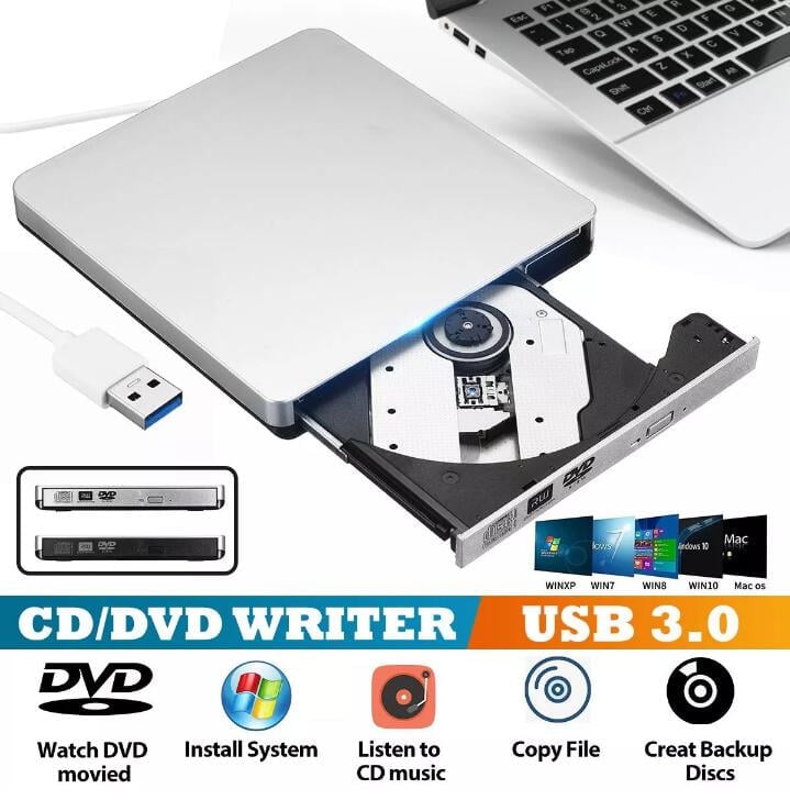 AUBEAMTO USB 3.0 with Type-C External DVD Drive, Portable CD/DVD+/-RW ...