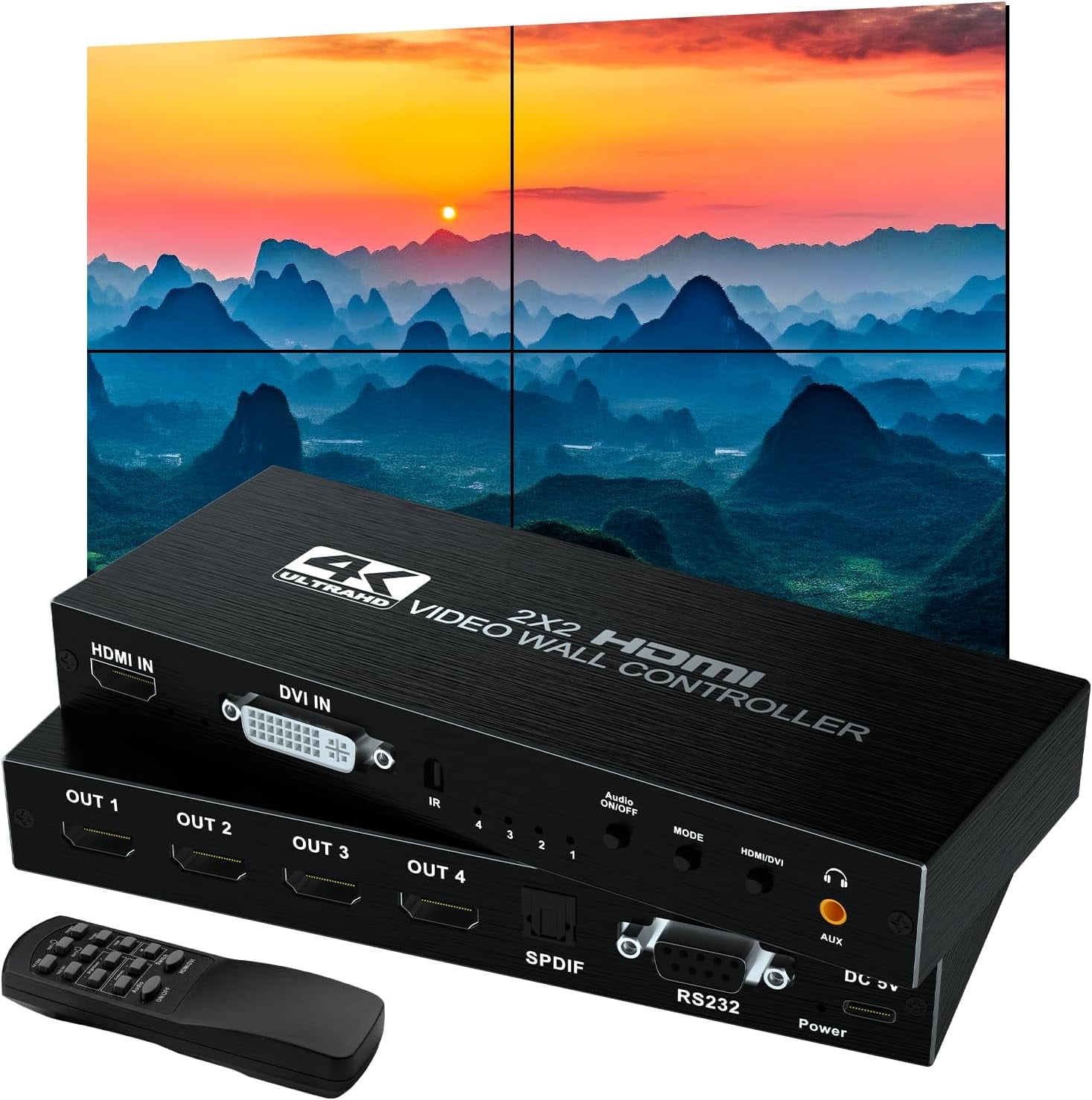 AUBEAMTO Video Wall Controller 2X2, Video Wall Processor 4K x 2K HD ...