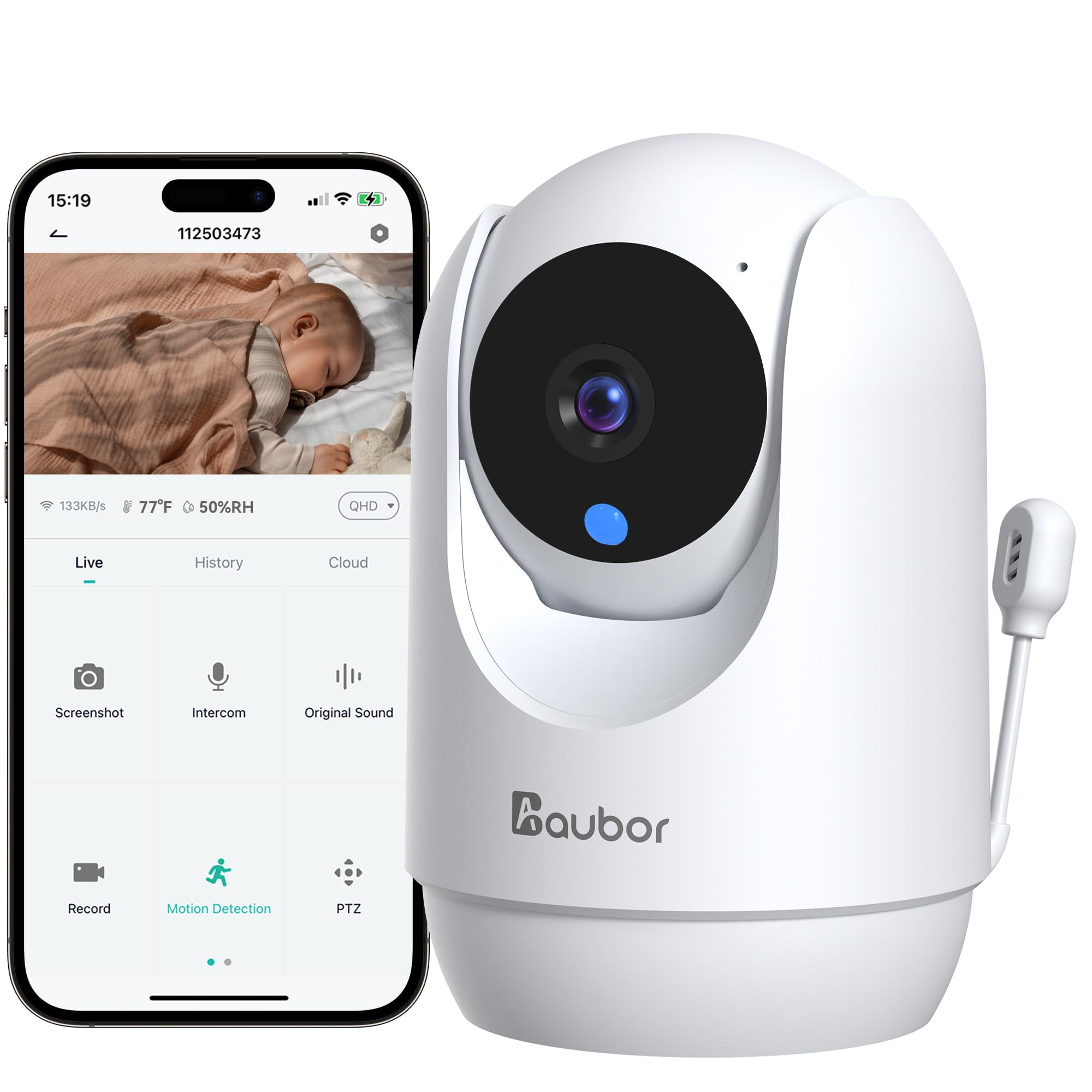 AUBOR 2K Smart Baby Monitor with Camera and Audio,5G/2.4G WiFi Baby Monitor with Night Vision ...