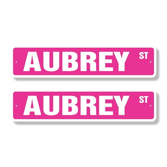 AUBREY Classic Street Sign (2 Pack) Childrens Name Room Sign Road Sign ...