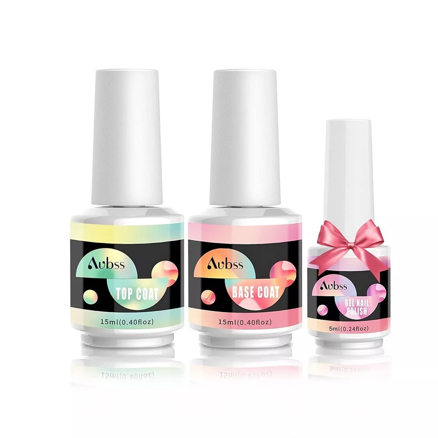AUBSS 15ml No Wipe Gel Top Coat and Base Coat Long Lasting Soak LED ...