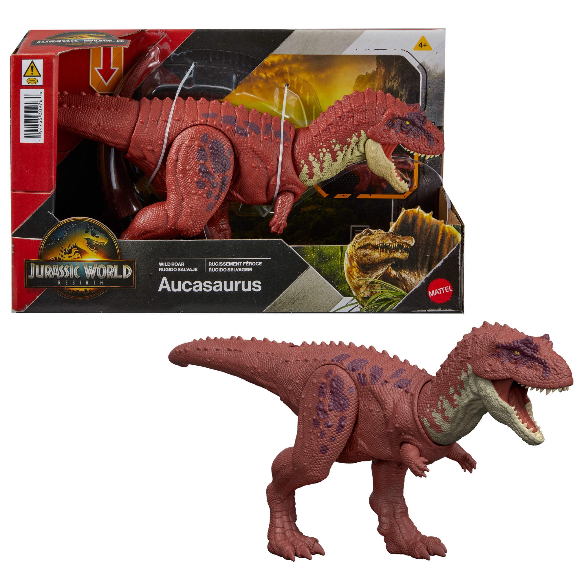 Jurassic World Rebirth Wild Roar Aucasaurus Dinosaur Toy, Tail ...