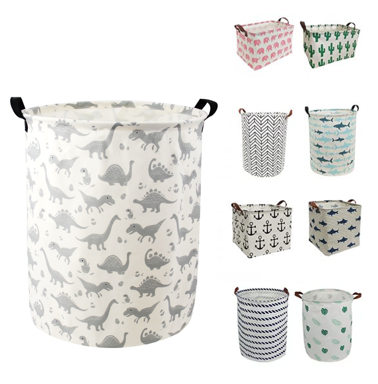 AUCHEN Collapsible Laundry Basket, 19.7" Cotton Linen Hamper for Kids ...