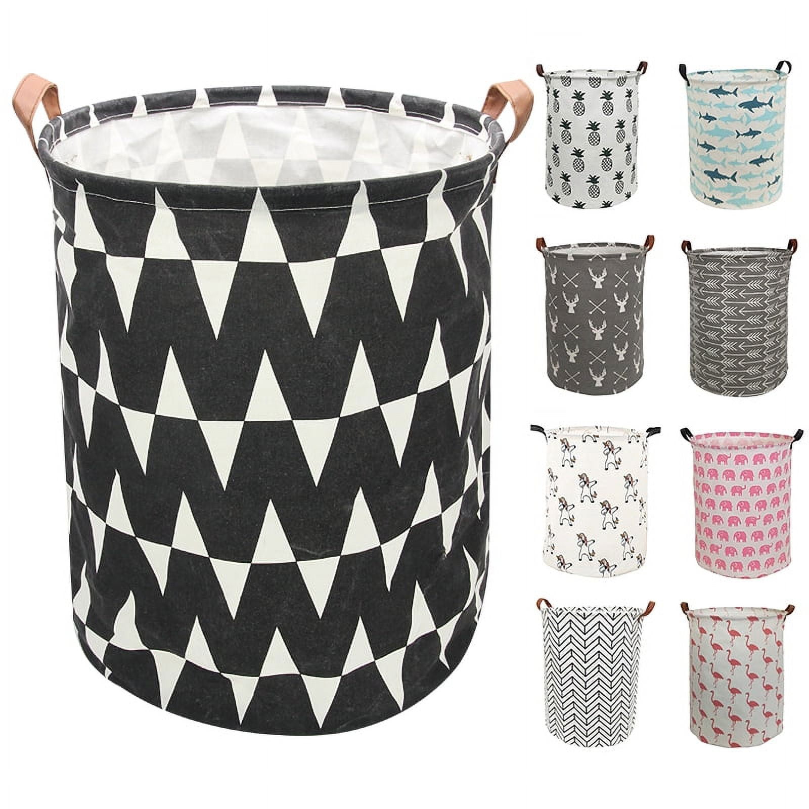 AUCHEN Laundry Hamper, Large Waterproof Cotton Fabric Laundry Baskets ...
