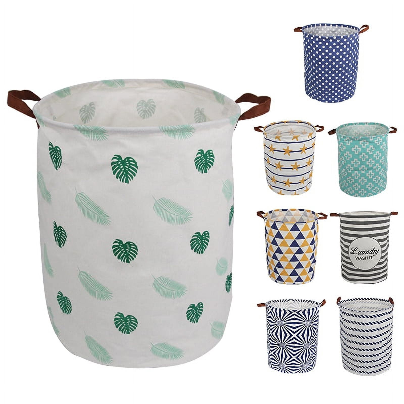 AUCHEN Laundry Hamper, Large Waterproof Cotton Fabric Laundry Baskets ...
