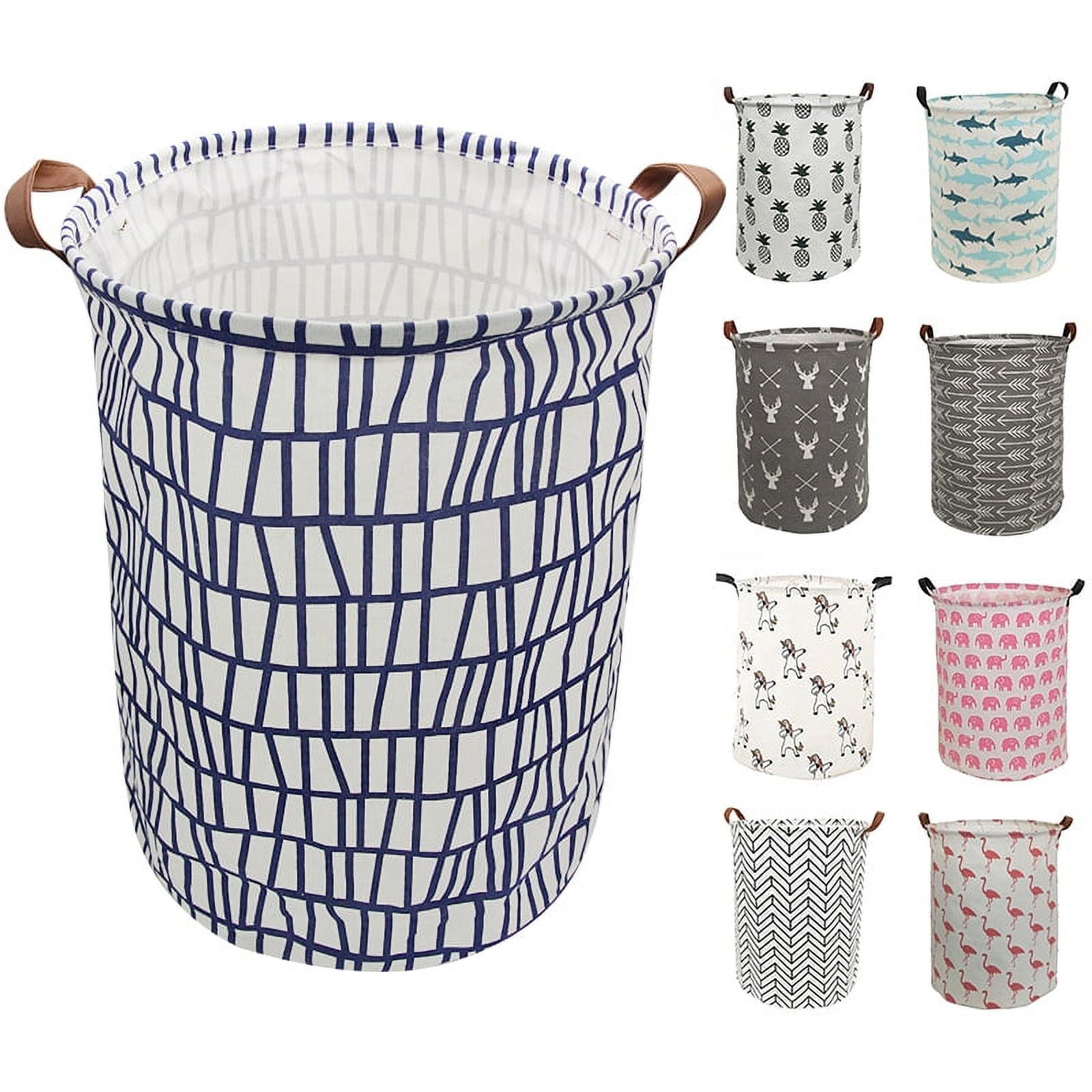 AUCHEN Laundry Hamper, Large Waterproof Cotton Fabric Laundry Baskets ...