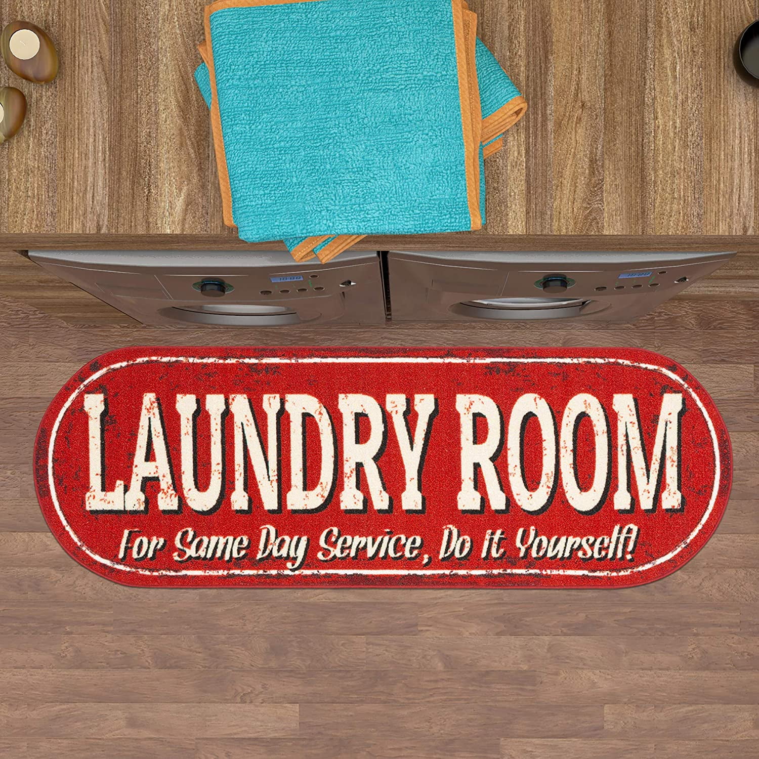 AUCOOD-20" x 59" Oval Laundry Room Rug - Non-Slip Mat for Laundry ...