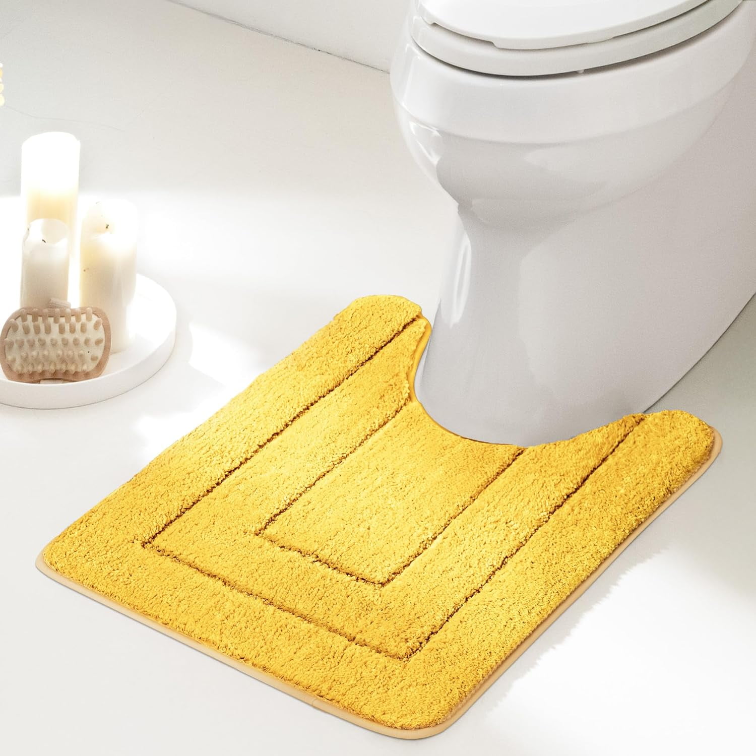 AUCOOD-Bathroom Toilet Rugs U Shaped, Bath Mats for Bathroom, Bath Rugs ...