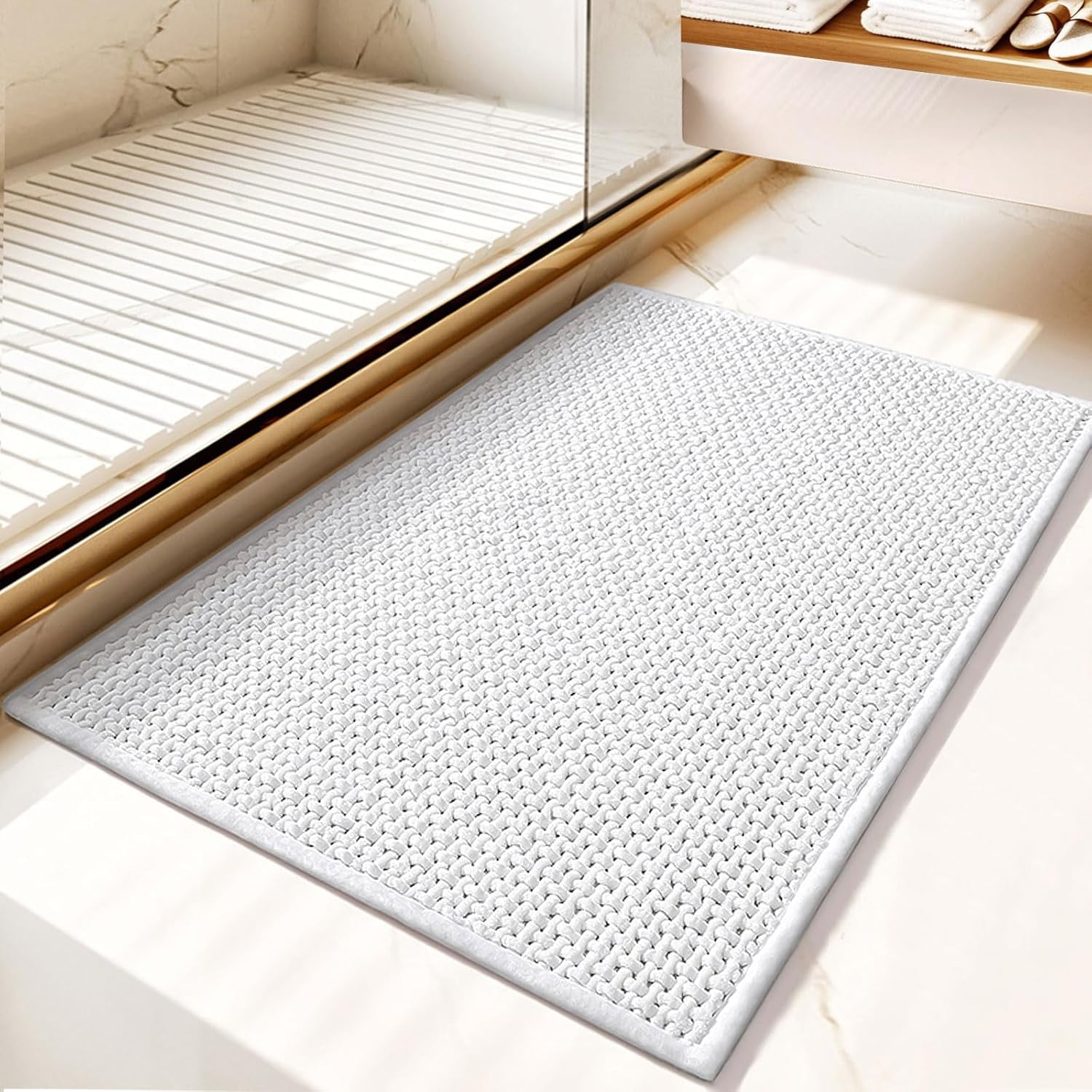 AUCOOD-Chenille Bathroom Rugs, 16 inch x 24 inch Non Slip Plush Shaggy ...