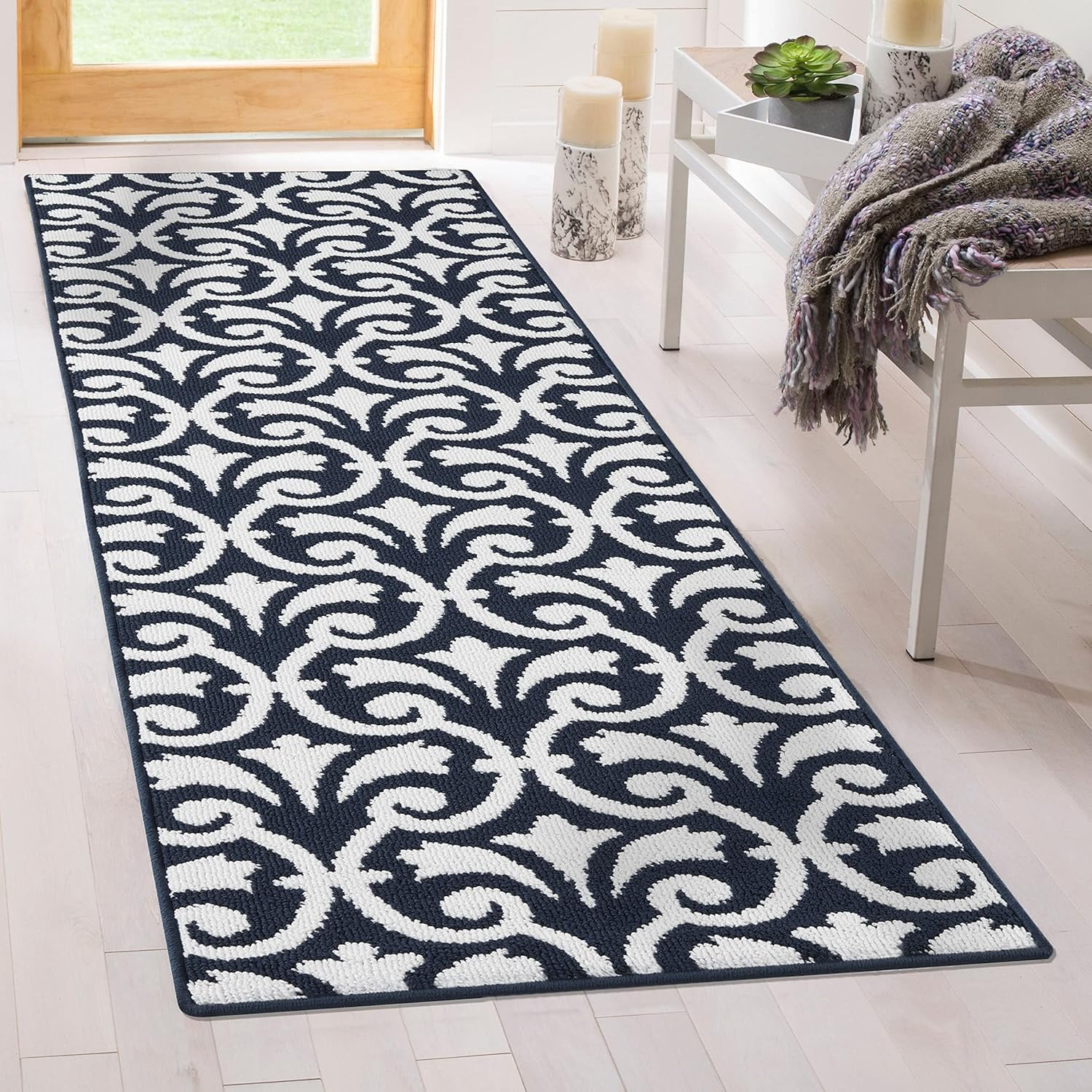 AUCOOD-– Tufted Runner - Karb Trellis Border Rug - Modern Home Décor ...
