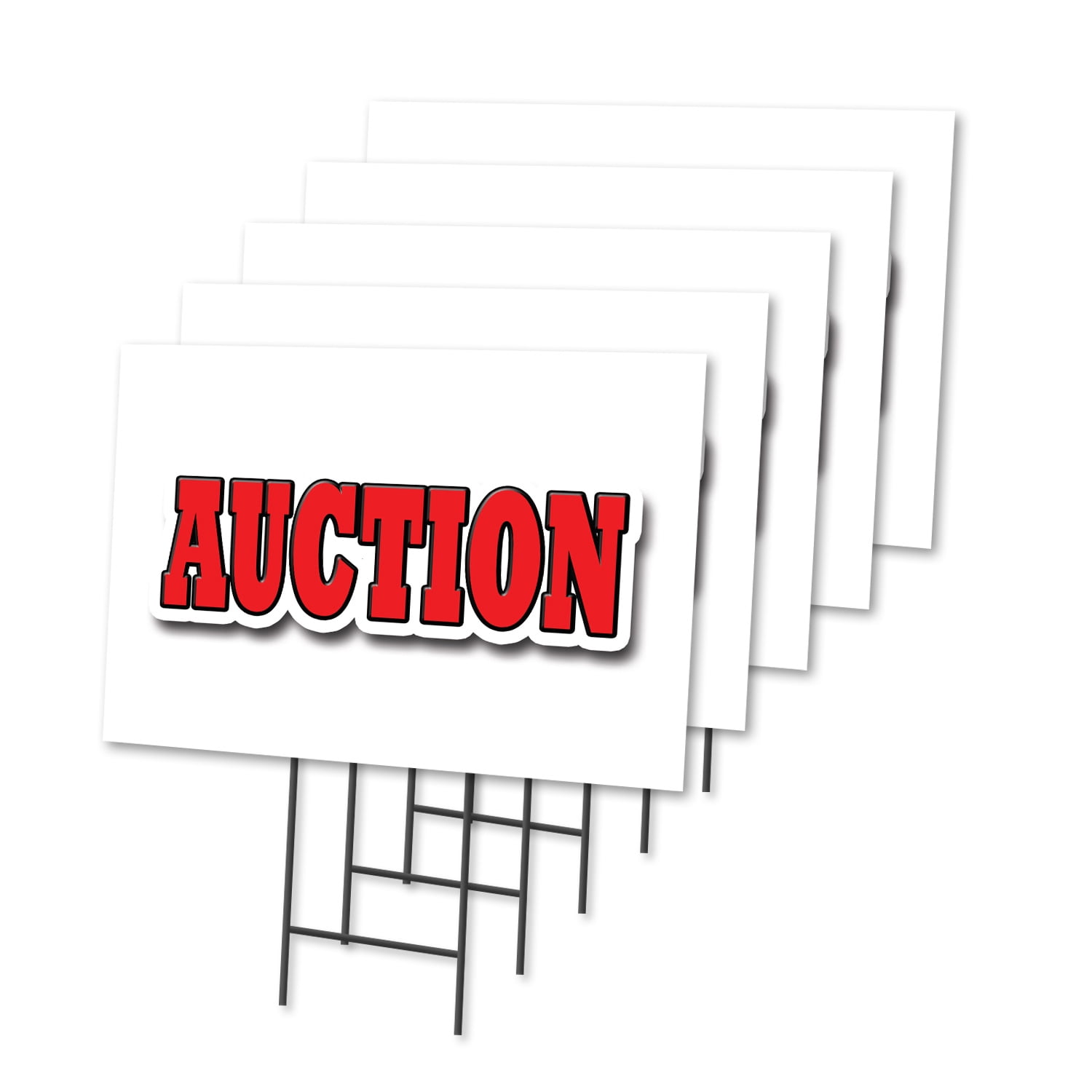 AUCTION 5 Pack Of 18" x 24" Yard Sign & Stake | Advertise Your Business ...
