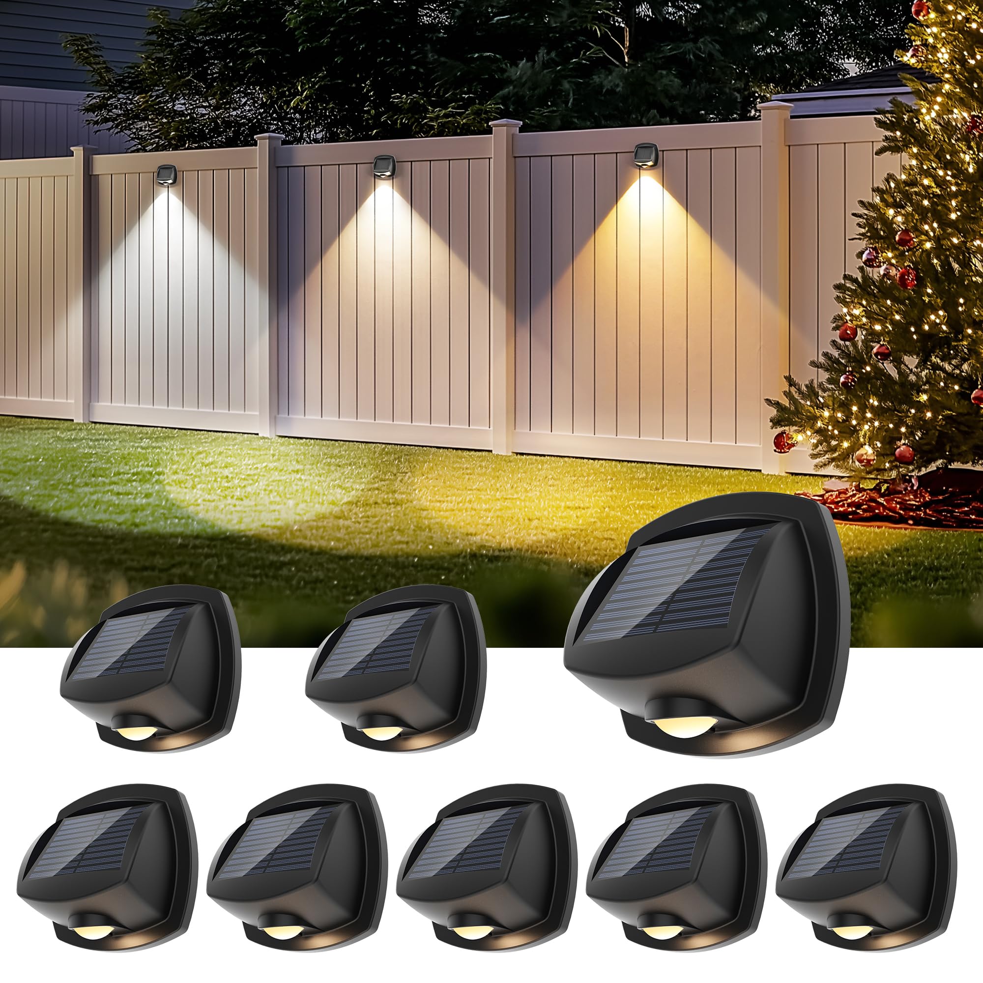 AUDERWIN Solar Fence Lights Outdoor Waterproof IP65 Solar Lights ...