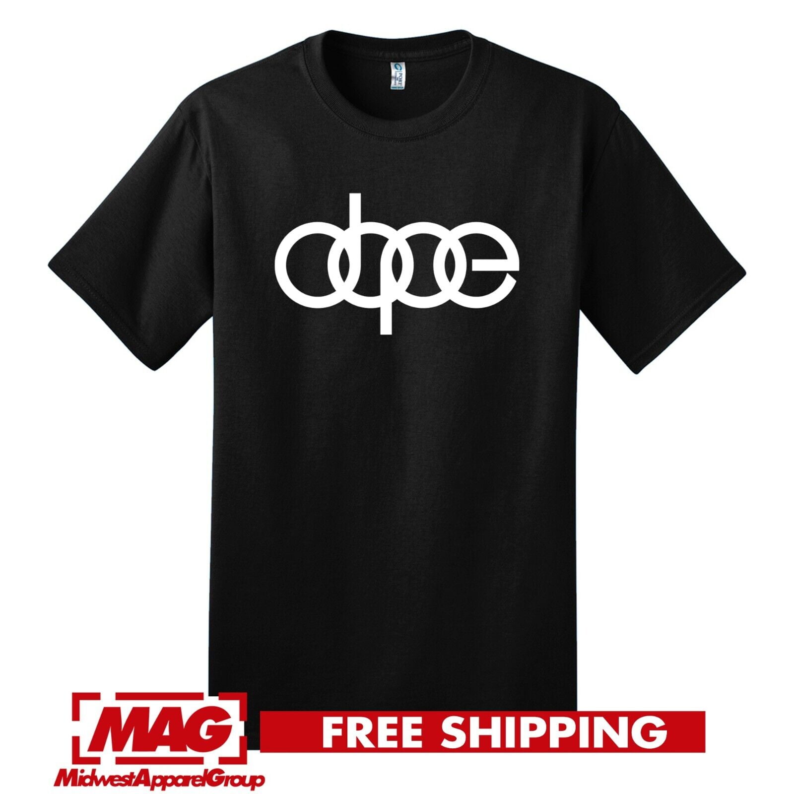 AUDI DOPE LOGO BLACK T-SHIRT Automotive Shirt Tee Racing Car Rings Auto ...