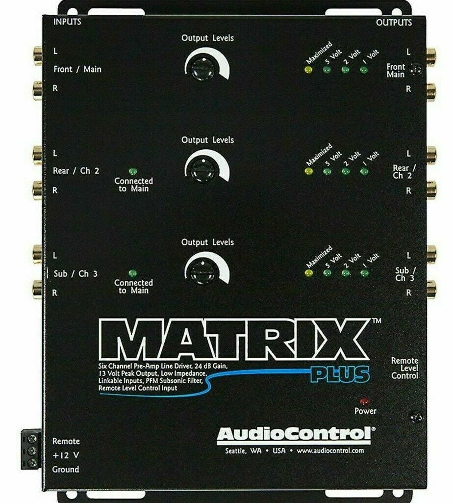 AUDIOCONTROL MATRIX PLUS BLACK 6-CHANNEL LINE DRIVER OPTIONAL LEVEL ...