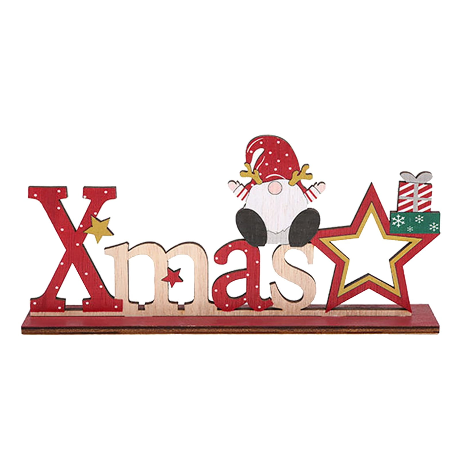 AUDea Christmas Table Signs Decorations Christmas Table Wooden Table ...