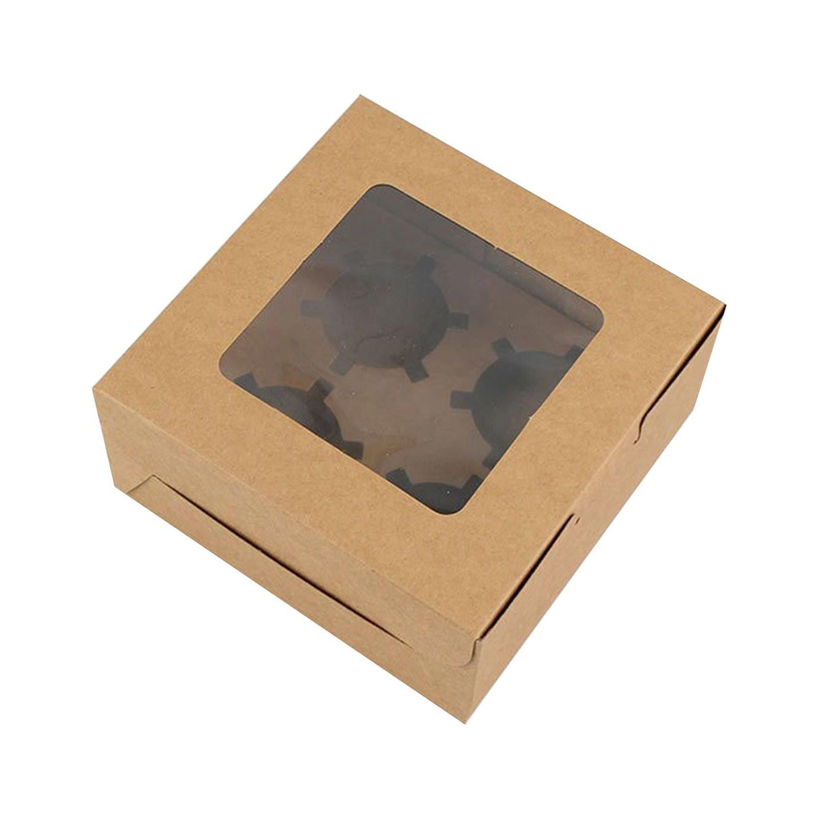 AUDeals 2/4/6-Piece Food Grade Cupcake Box Kraft Paper Muffin Packaging ...