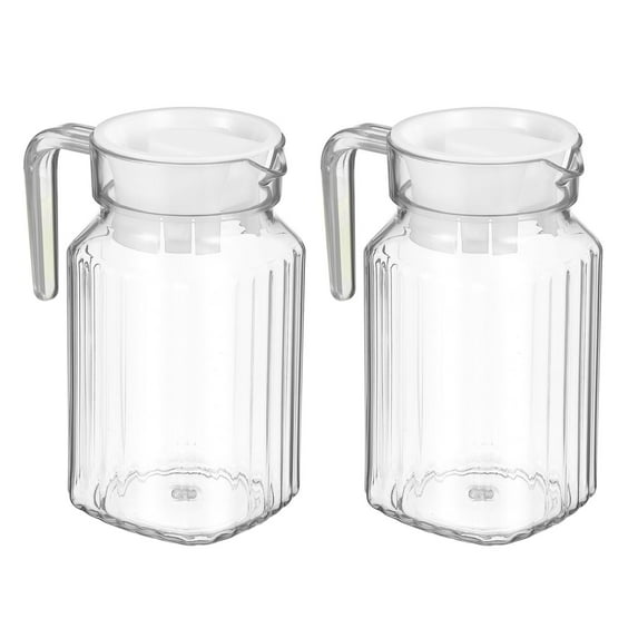 AUDeals 2 PCS Plastic Beverage Carafe with Lid, Clear Pitcher for Hot ...