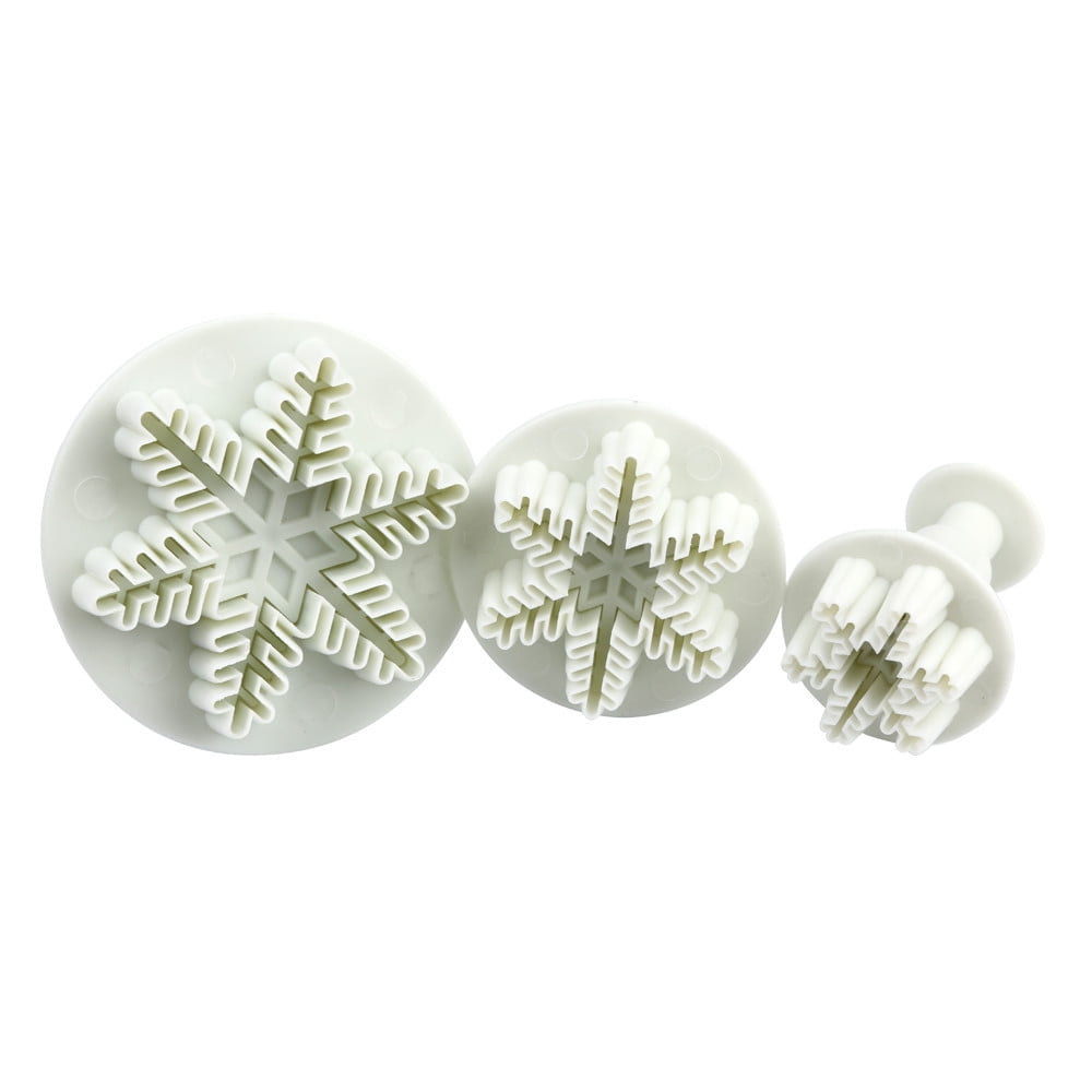AUDeals 3Pcs Snowflake Cake Decoration Fondant Plunger Cutters Mould ...