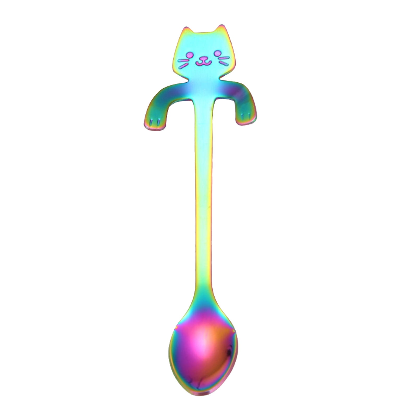 AUDeals Cat-Shaped Short Handle Spoons Cute Flatware for Coffee, Tea ...