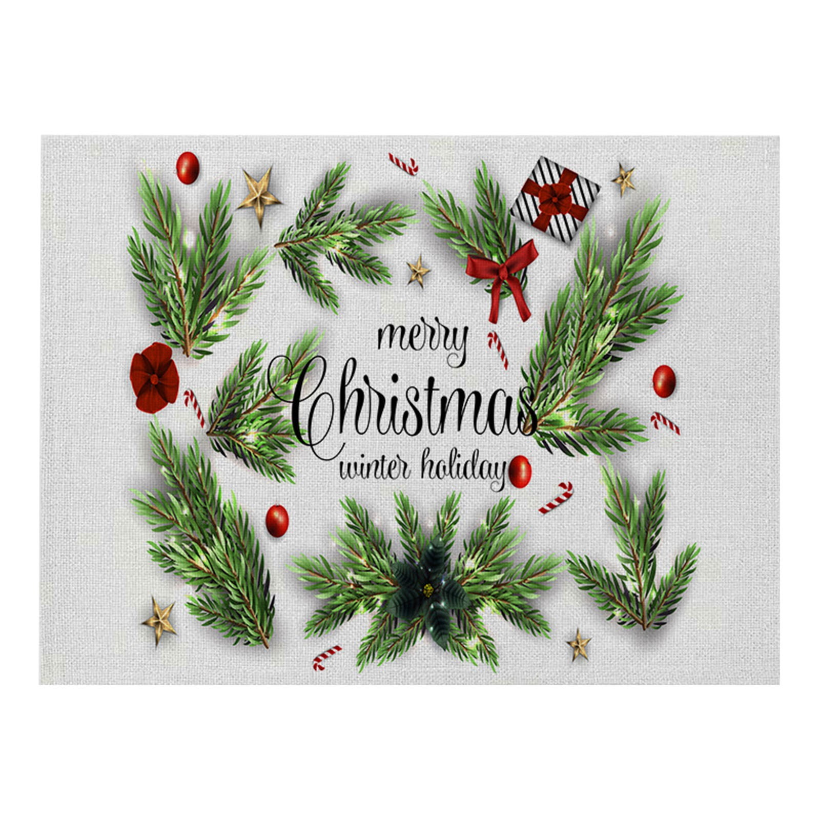 AUDeals Christmas Table Placemats Christmas Rustic Vintage Washable ...