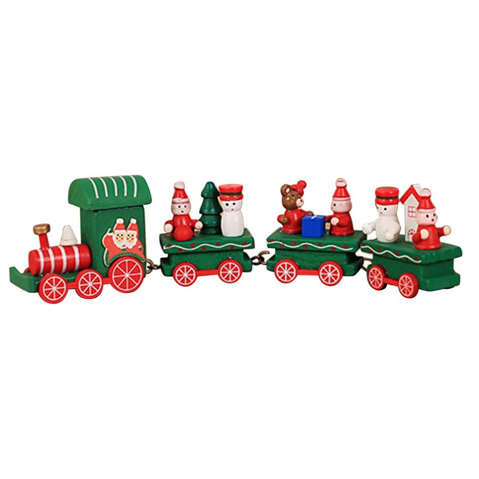 AUDeals Christmas Vintage Wooden Train Set Handcrafted Tabletop ...