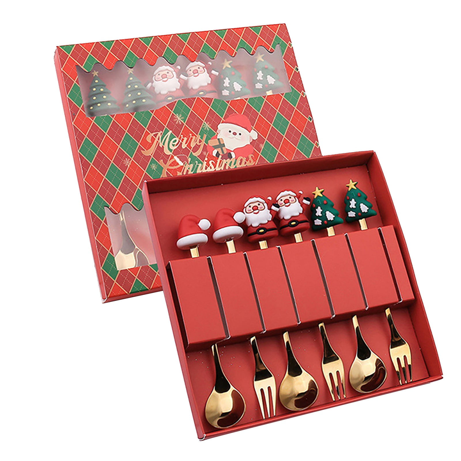 AUDeals ‌Christmas Stainless Steel Cutlery Gift Set Festive Dinnerware ...