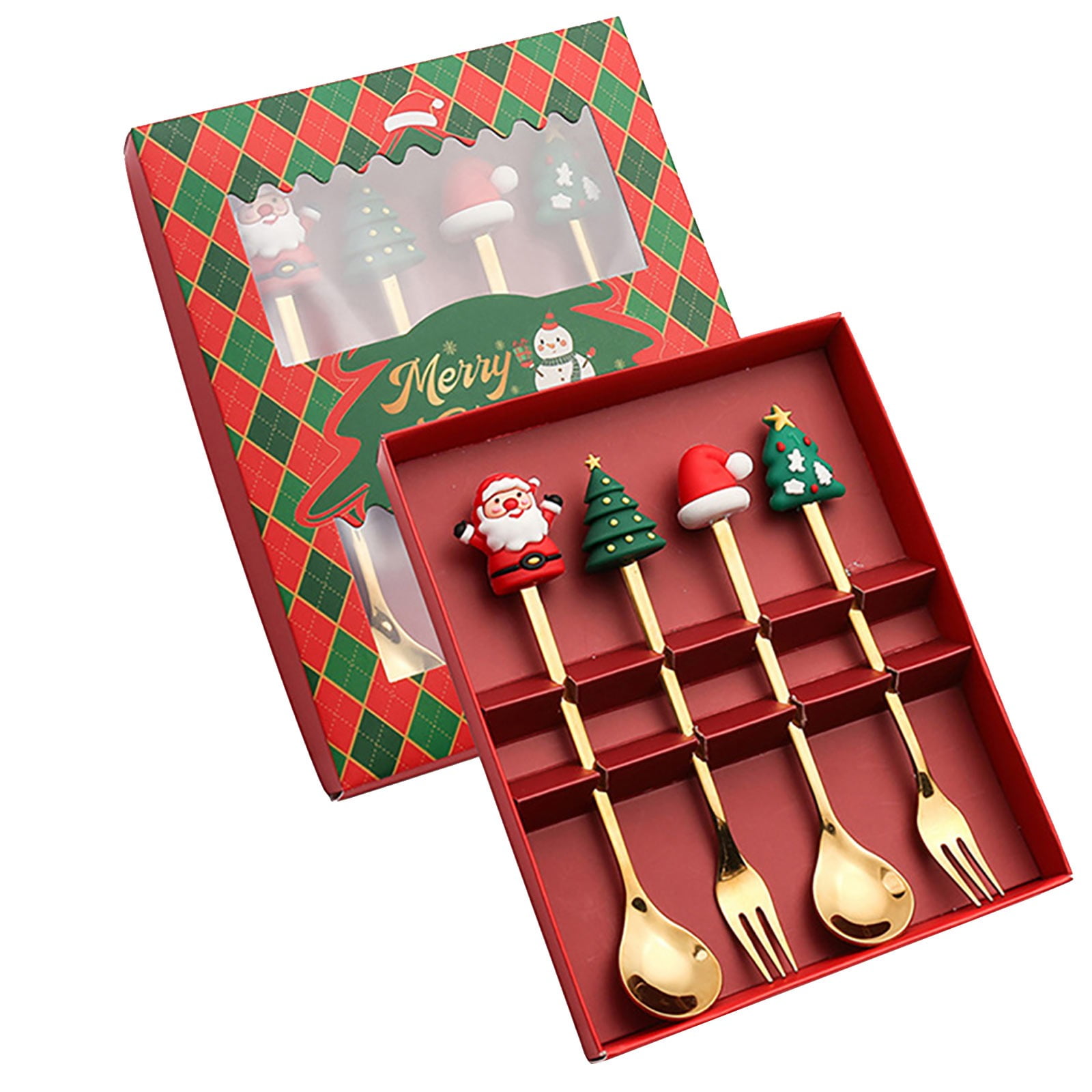 AUDeals ‌Christmas Stainless Steel Cutlery Gift Set Festive Dinnerware ...