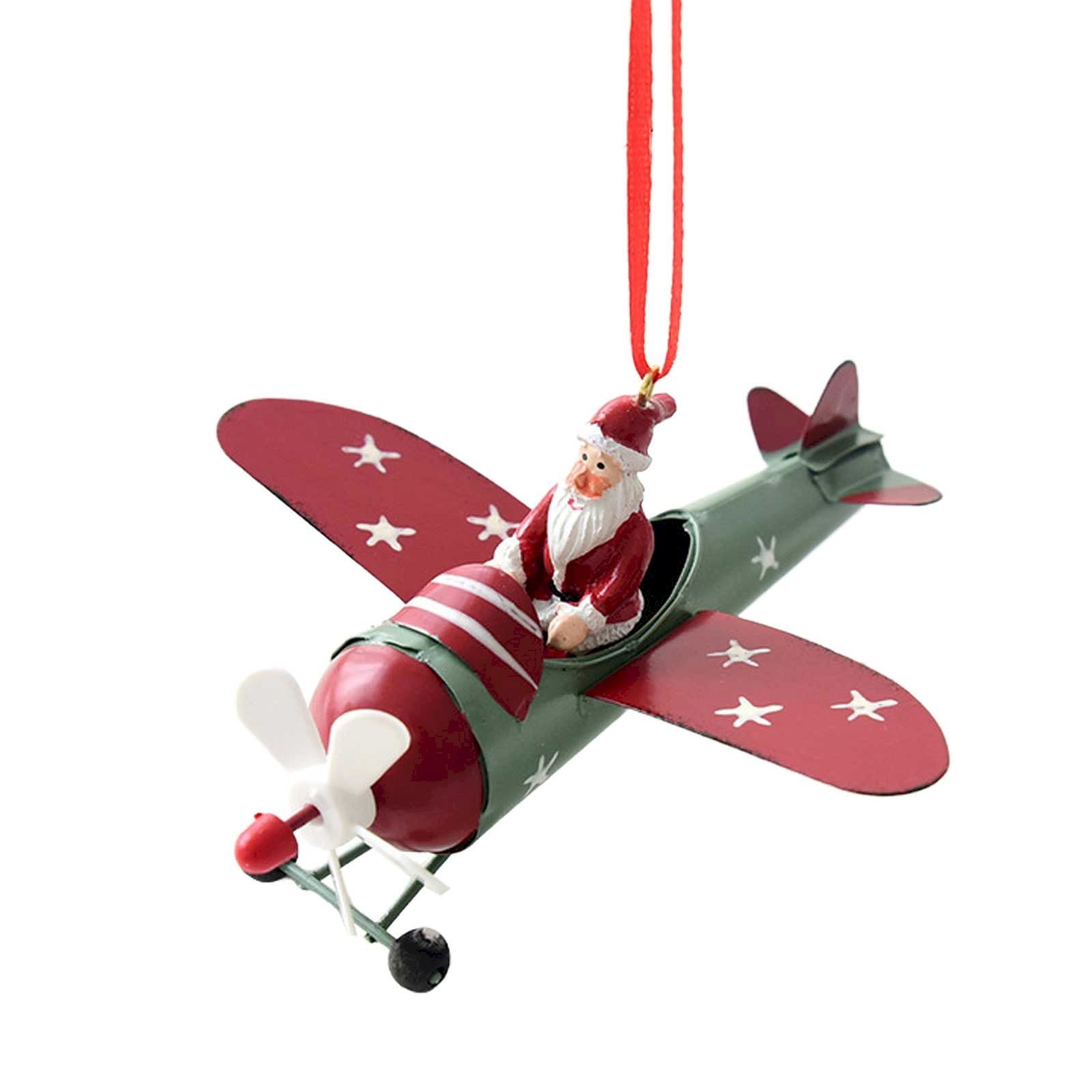 AUDeals Christmas Tree Ornaments Set Santa and Snowman on Airplane ...