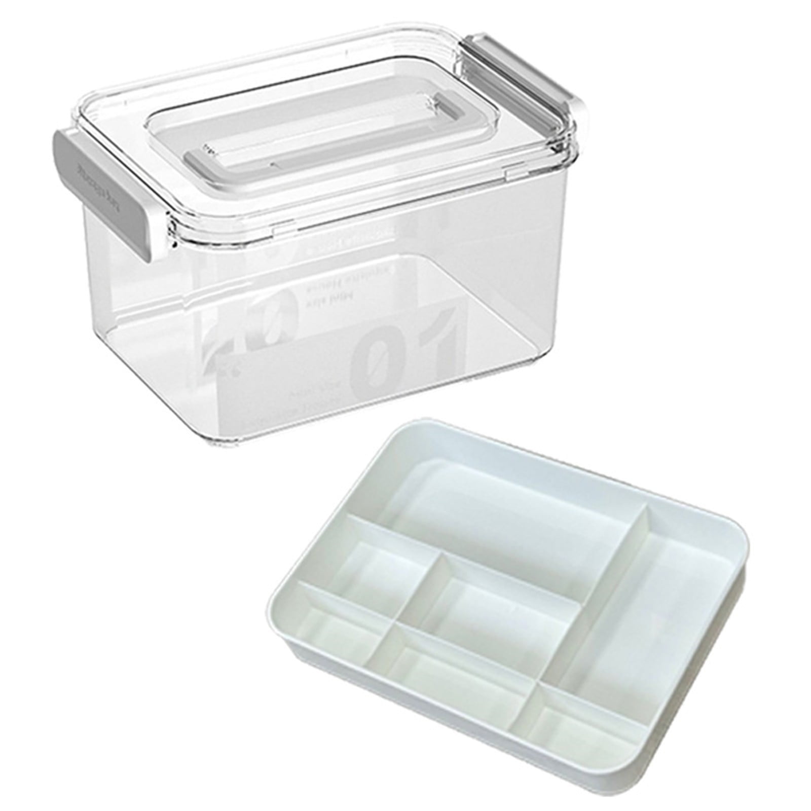 AUDeals Clear Plastic Storage Box System Adjustable Dividers, Stackable ...