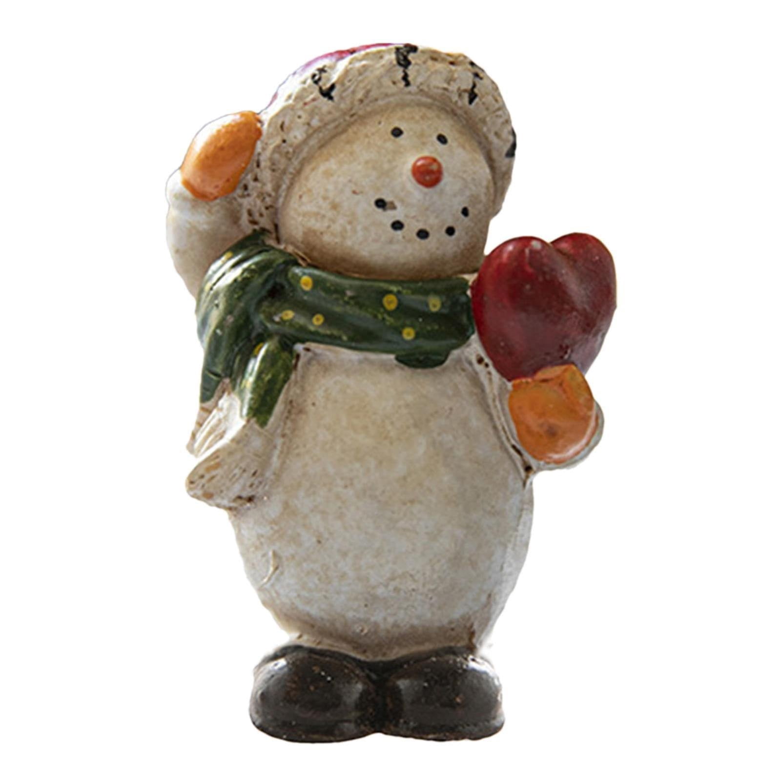 AUDeals Collectible Snowman Statue, Hand-Painted Resin Figurine for ...