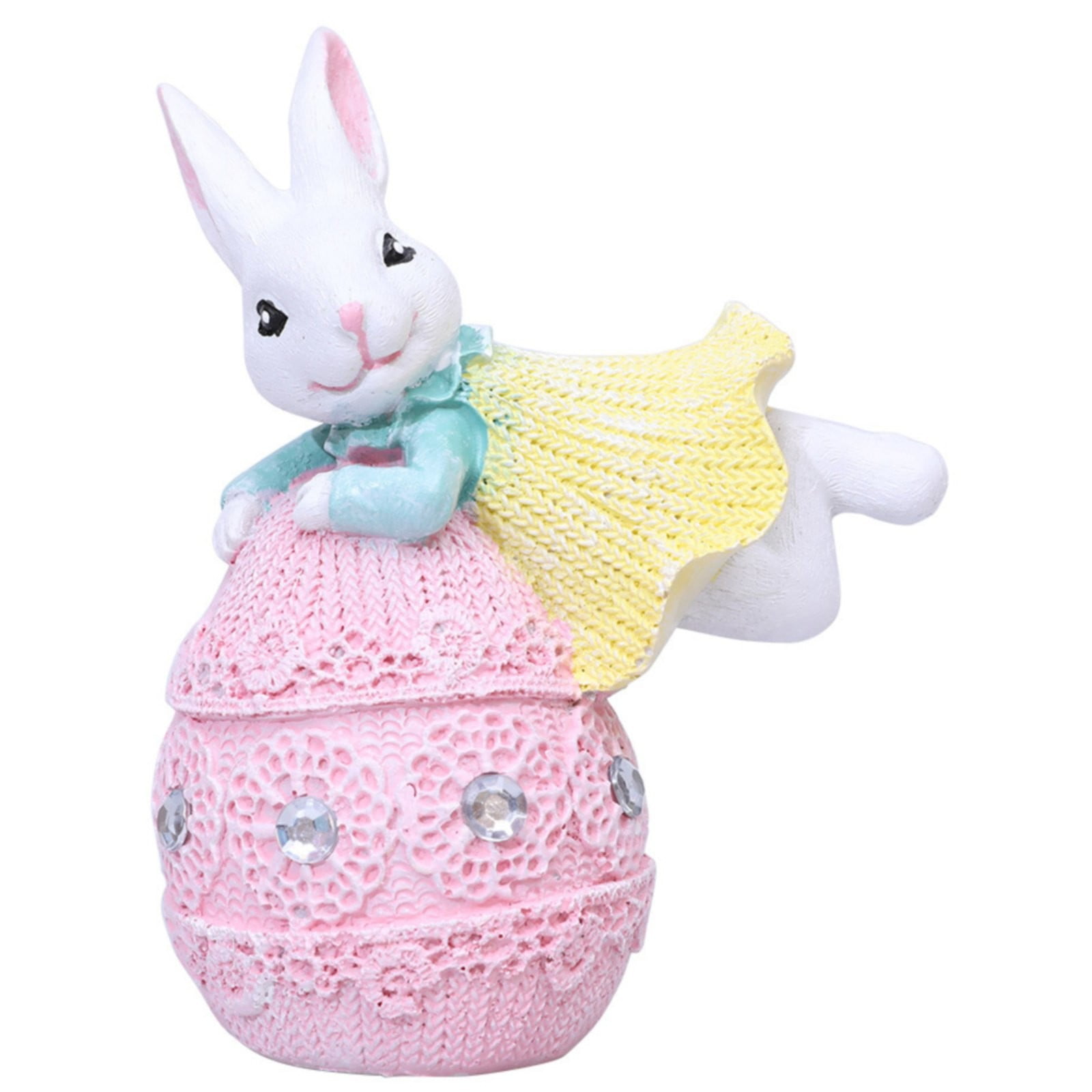 AUDeals Colorful Egg Polyresin Bunny Easter Decor, Table Rabbit Statue ...