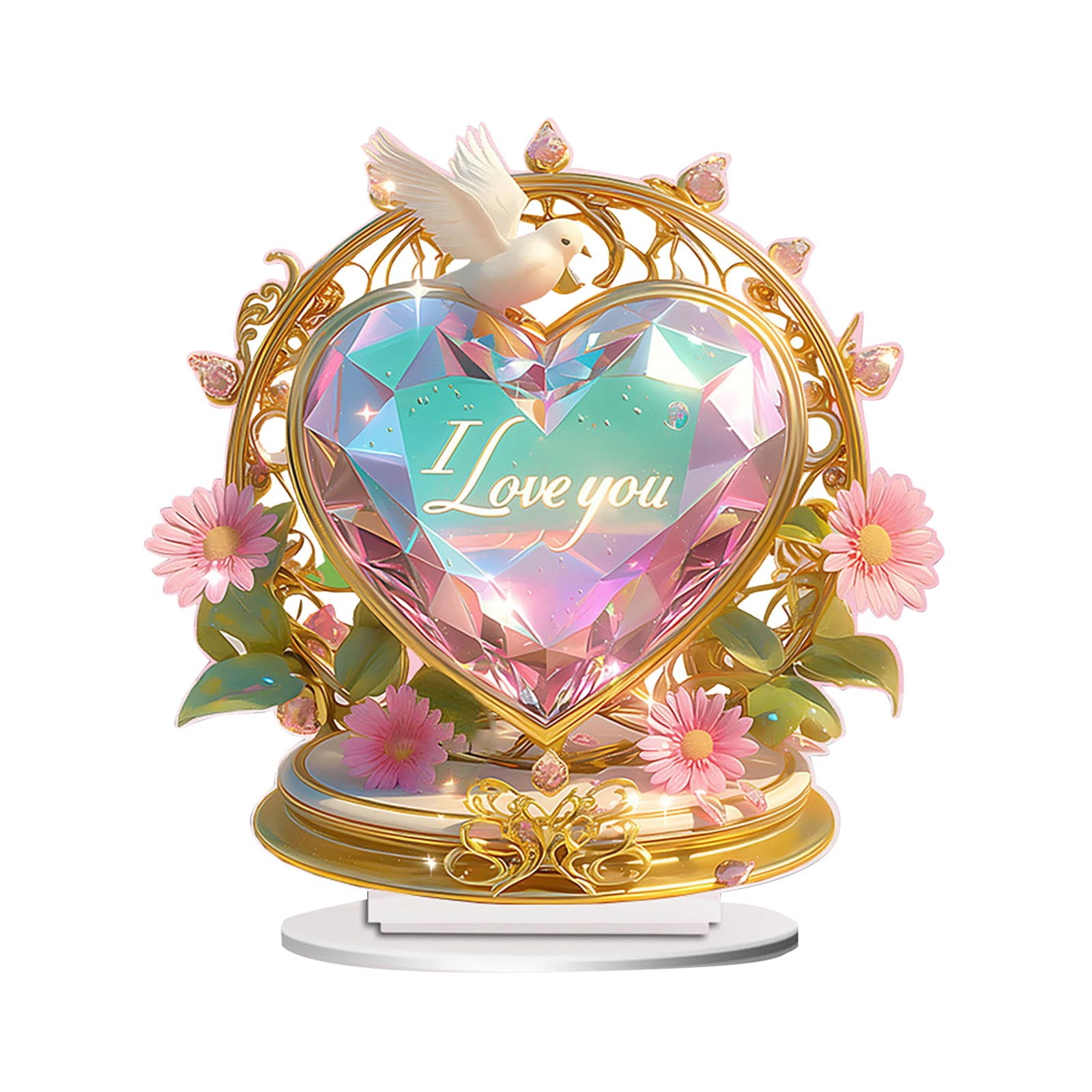 AUDeals Creative Heart 2D Flat Acrylic Ornament A Choice for Living ...