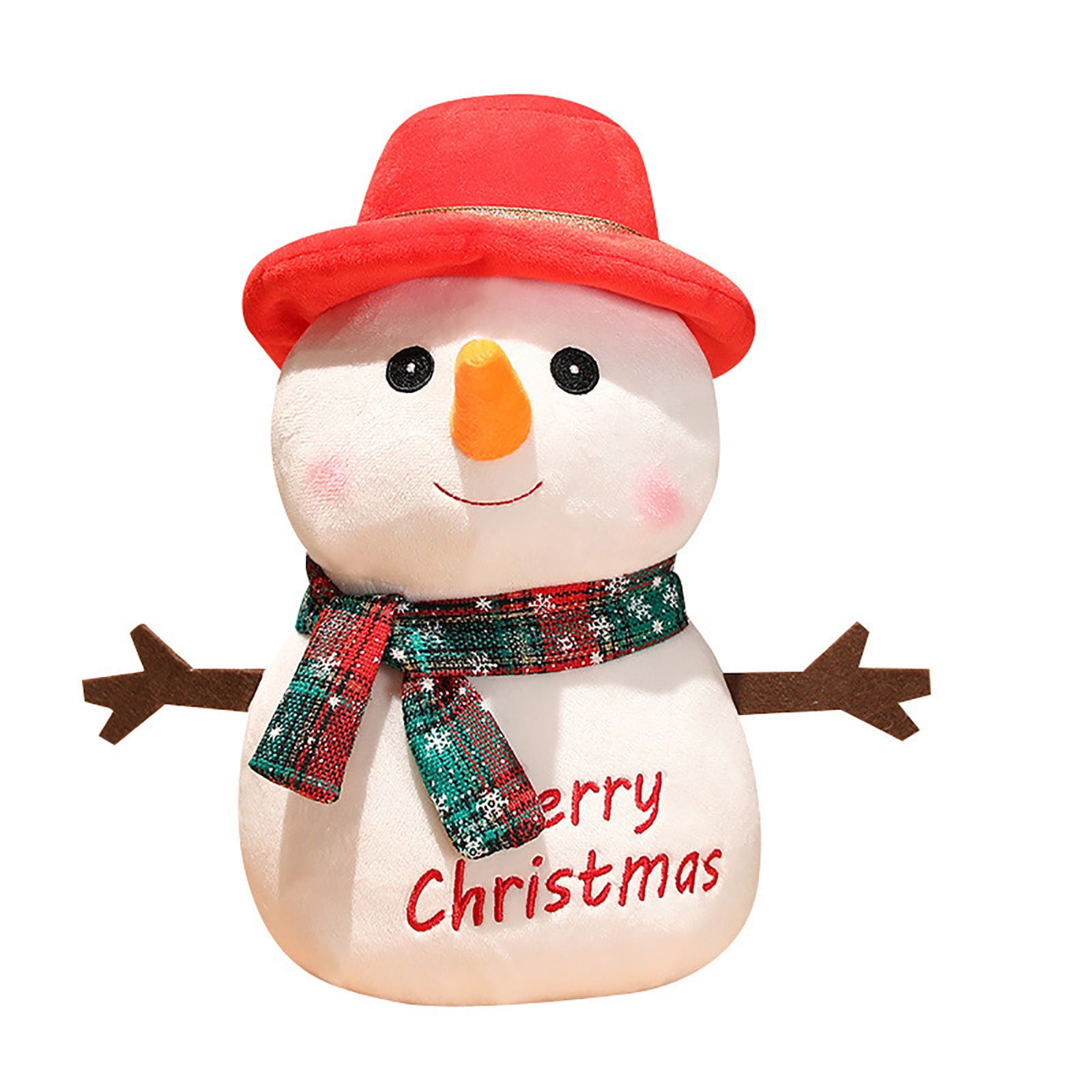 AUDeals Cute Plush Snowman Stuffed Animal with Hat and Scarf Snowman ...