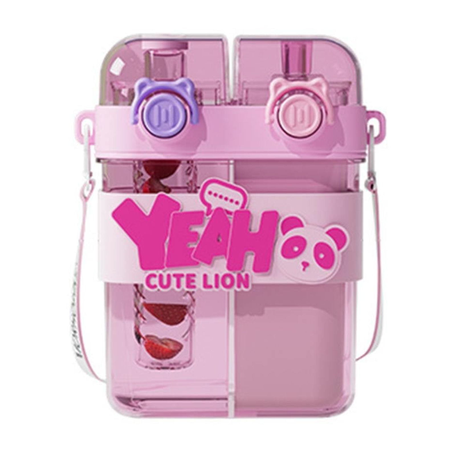 AUDeals Cute Water Bottle with Straw, Double Drinking Design, Leakproof ...