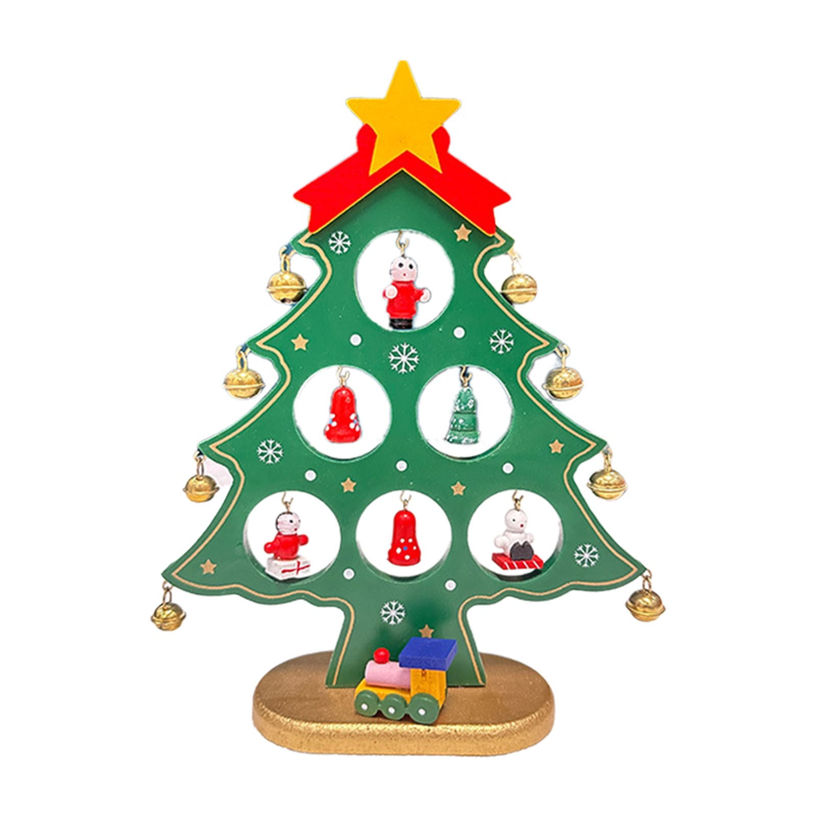 AUDeals DIY Mini Christmas Tree Kit, Artificial Wooden Tabletop Decor ...