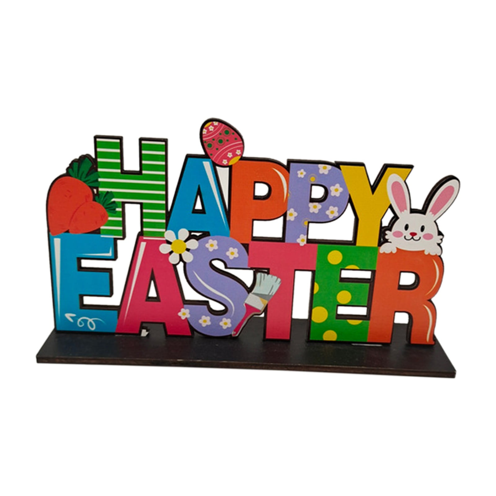 AUDeals Easter Egg Table Wooden Signs Happy Easter Block Decorations ...