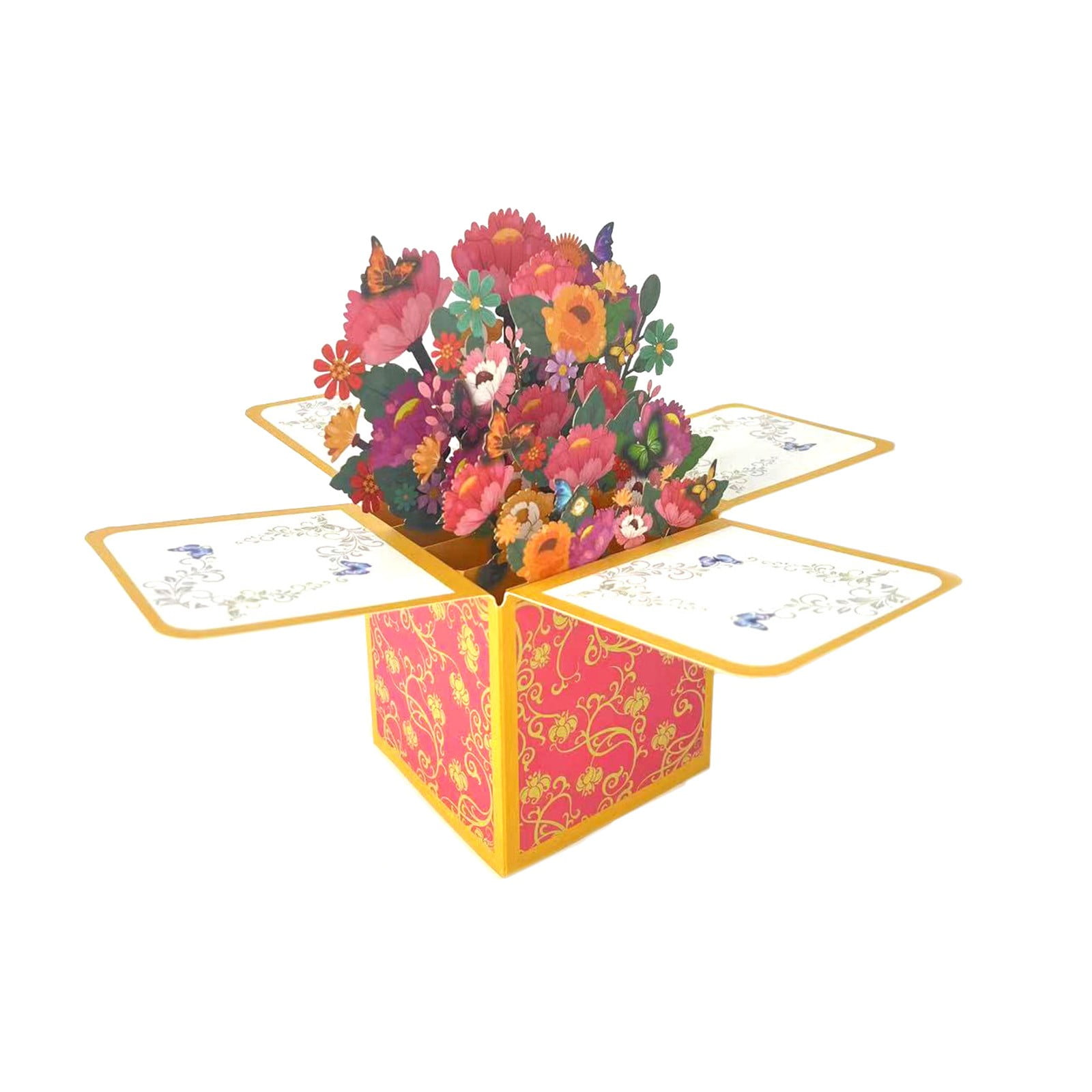 AUDeals Fresh Cut Paper Up Card 3D Colorful Butterfly Paper Bouquet ...