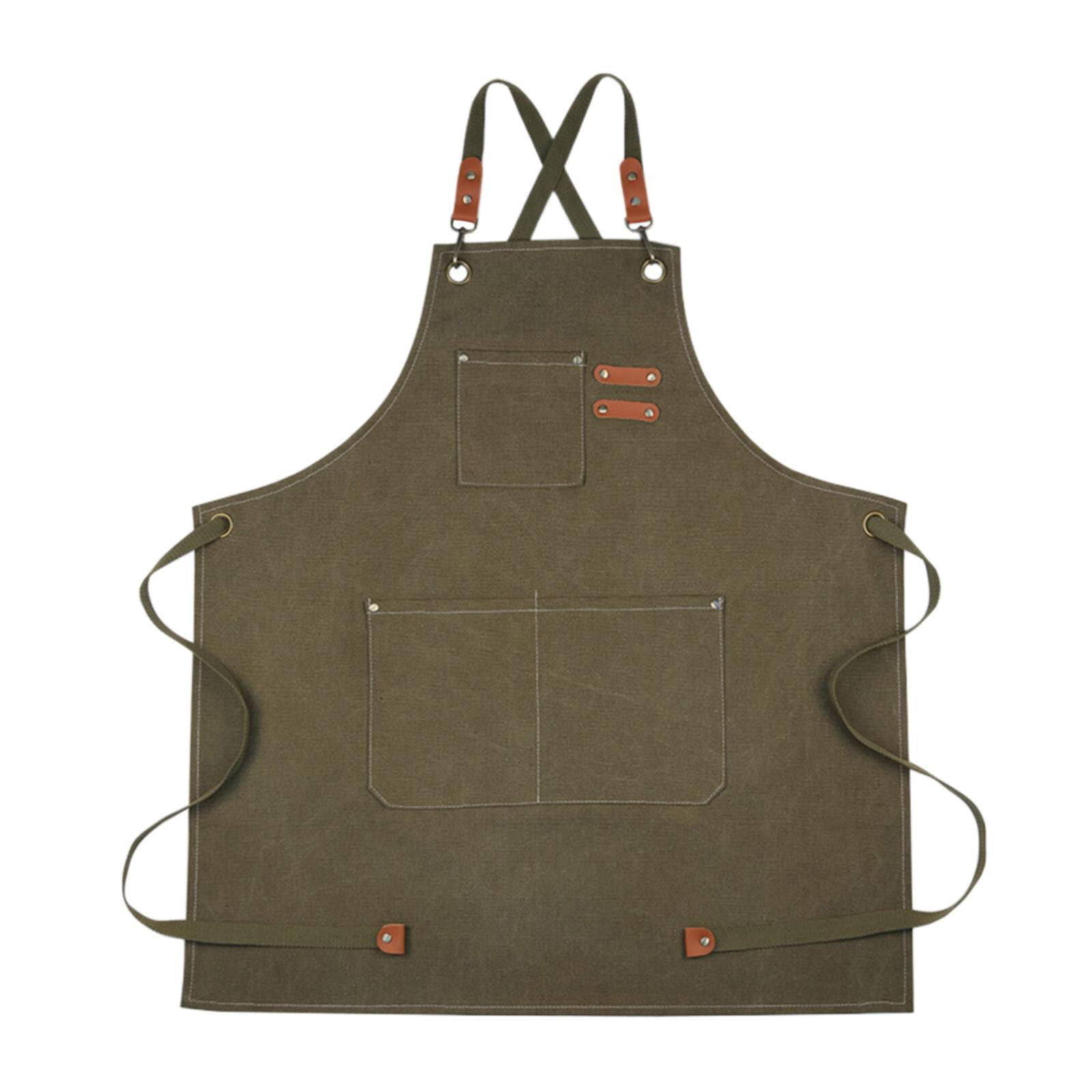 AUDeals ‌Full-Coverage Oil-Resistant Cotton Apron | Professional Cafe ...